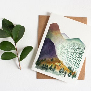 Mountain Morning Greeting Card | Watercolor Landscape Artwork | Outdoor ...