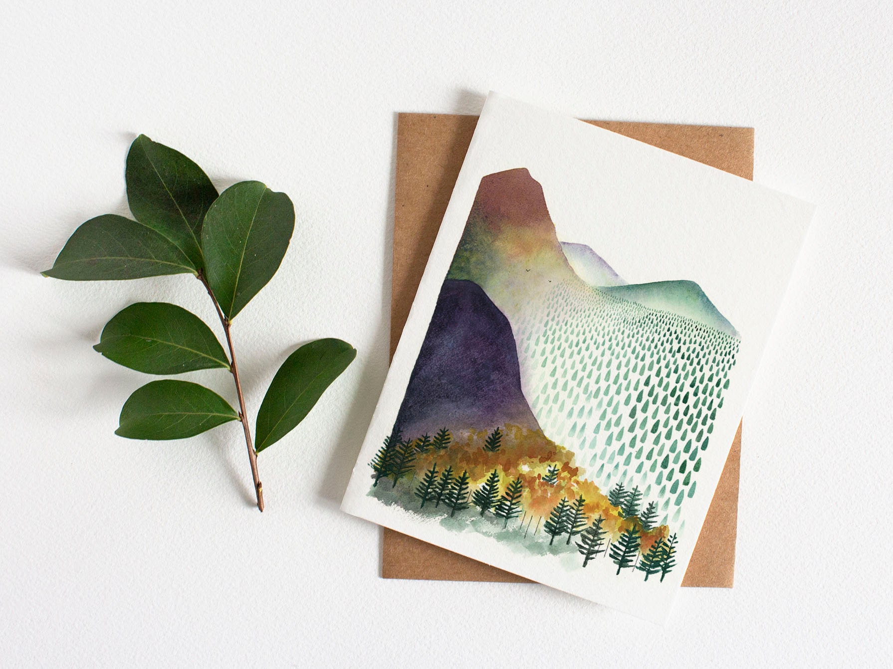 Mountain Morning Greeting Card | Watercolor Landscape Artwork | Outdoor ...