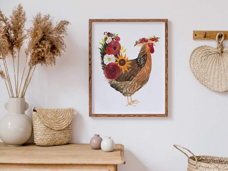 Mother Hen Watercolor Chicken Giclee Art Print | Etsy