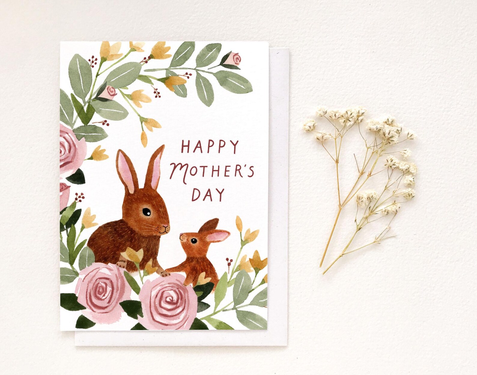 Mother Rabbit Greeting Card | Watercolor Bunny Mother's Day Card - Etsy
