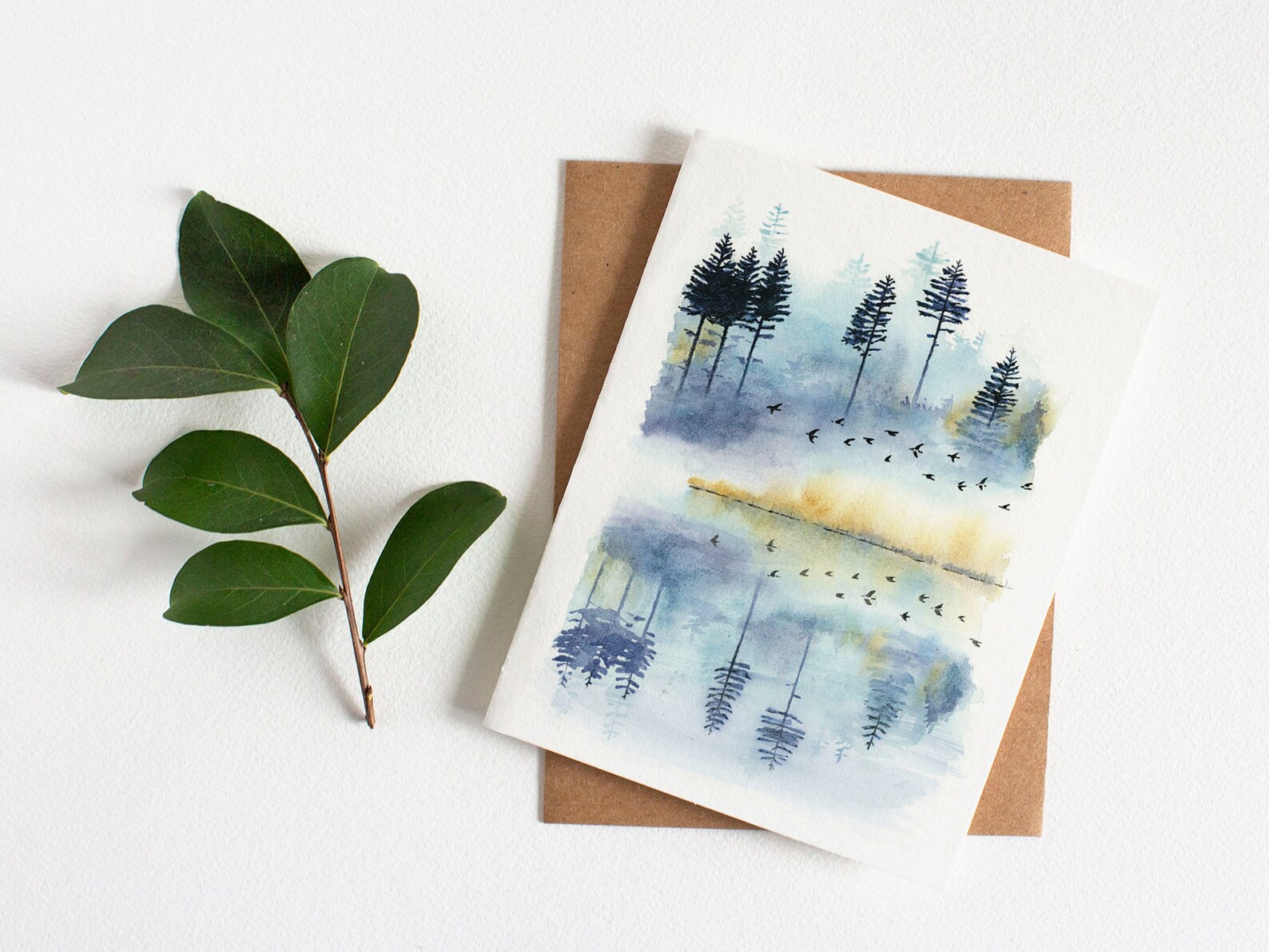 Morning Mist Greeting Card Watercolor Landscape Artwork - Etsy