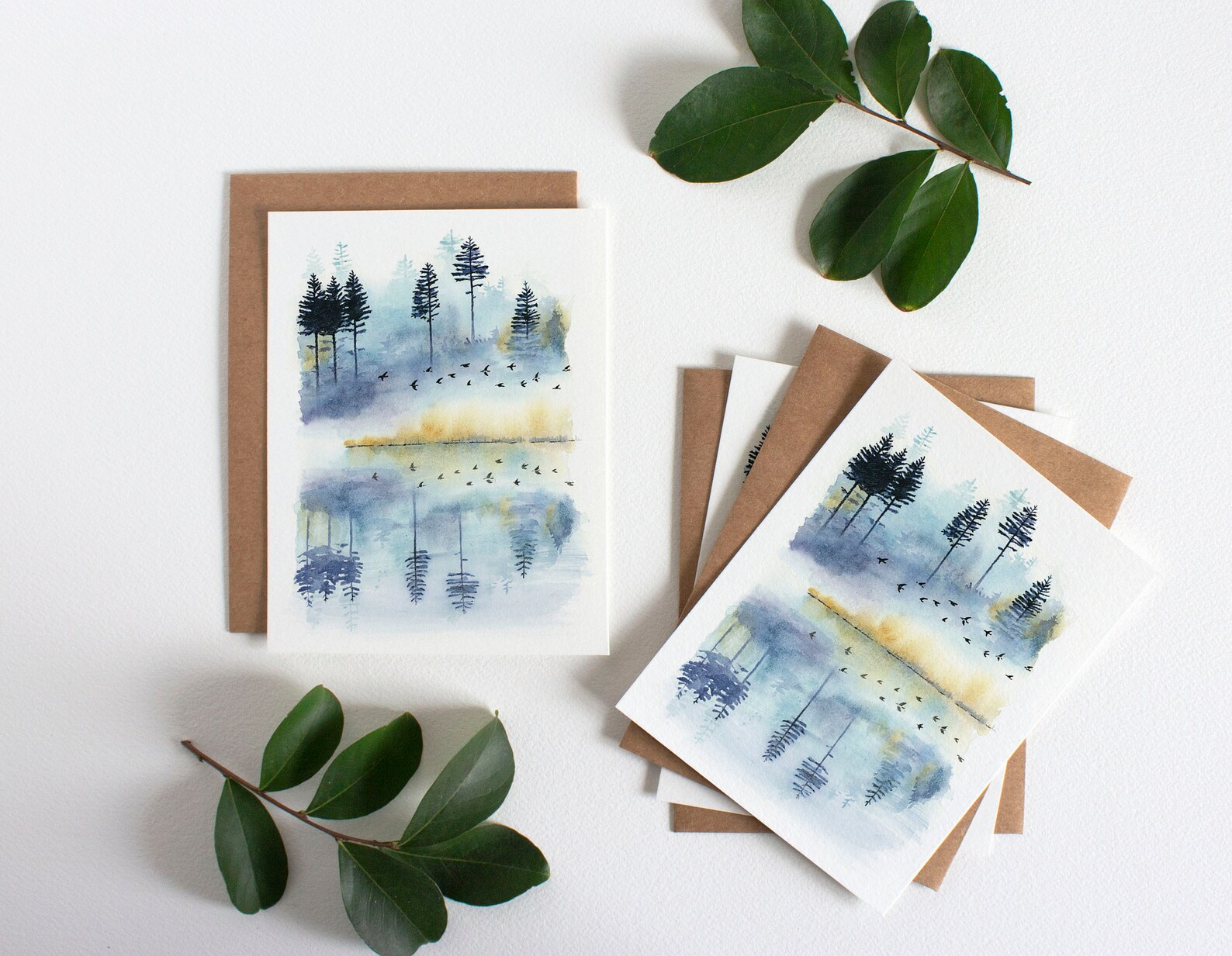 Morning Mist Greeting Card Watercolor Landscape Artwork - Etsy