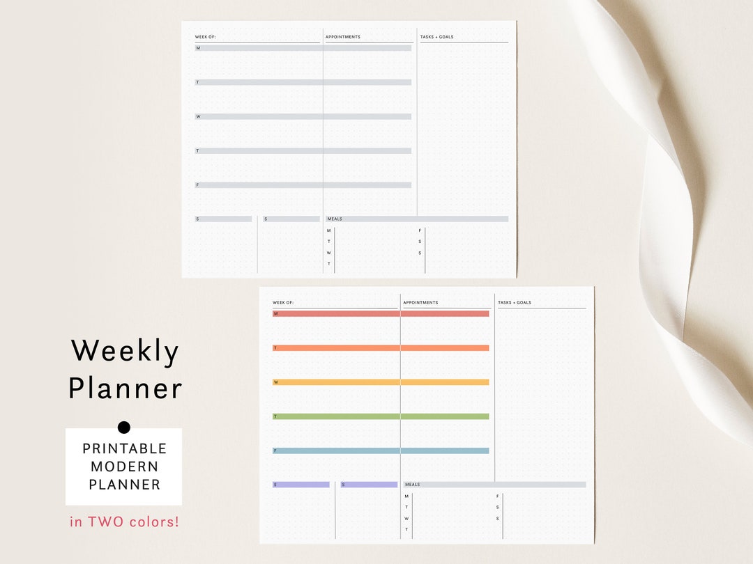 Printable Modern Weekly Planner | Bullet Journal Style Planning Sheet ...