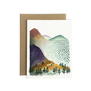 Mountain Morning Greeting Card | Watercolor Landscape Artwork | Outdoor ...