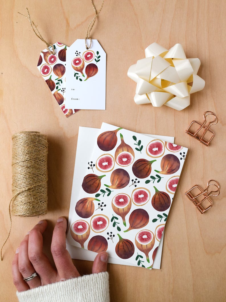 Festive Figs Greeting Card | Watercolor Figs Artwork | Everyday Card - Etsy
