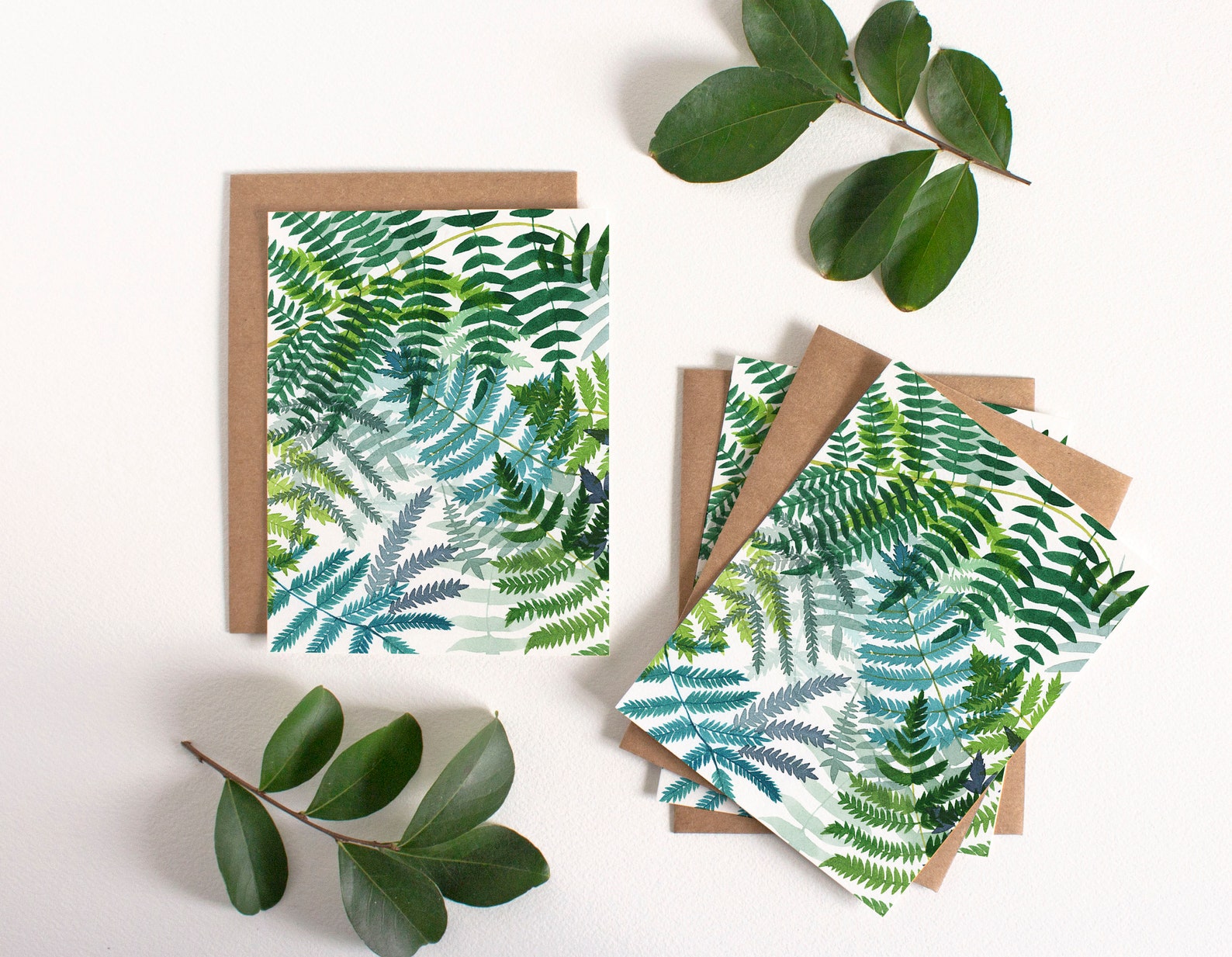 Ferns Greeting Card Watercolor Fern Botanical Artwork Everyday Greeting ...