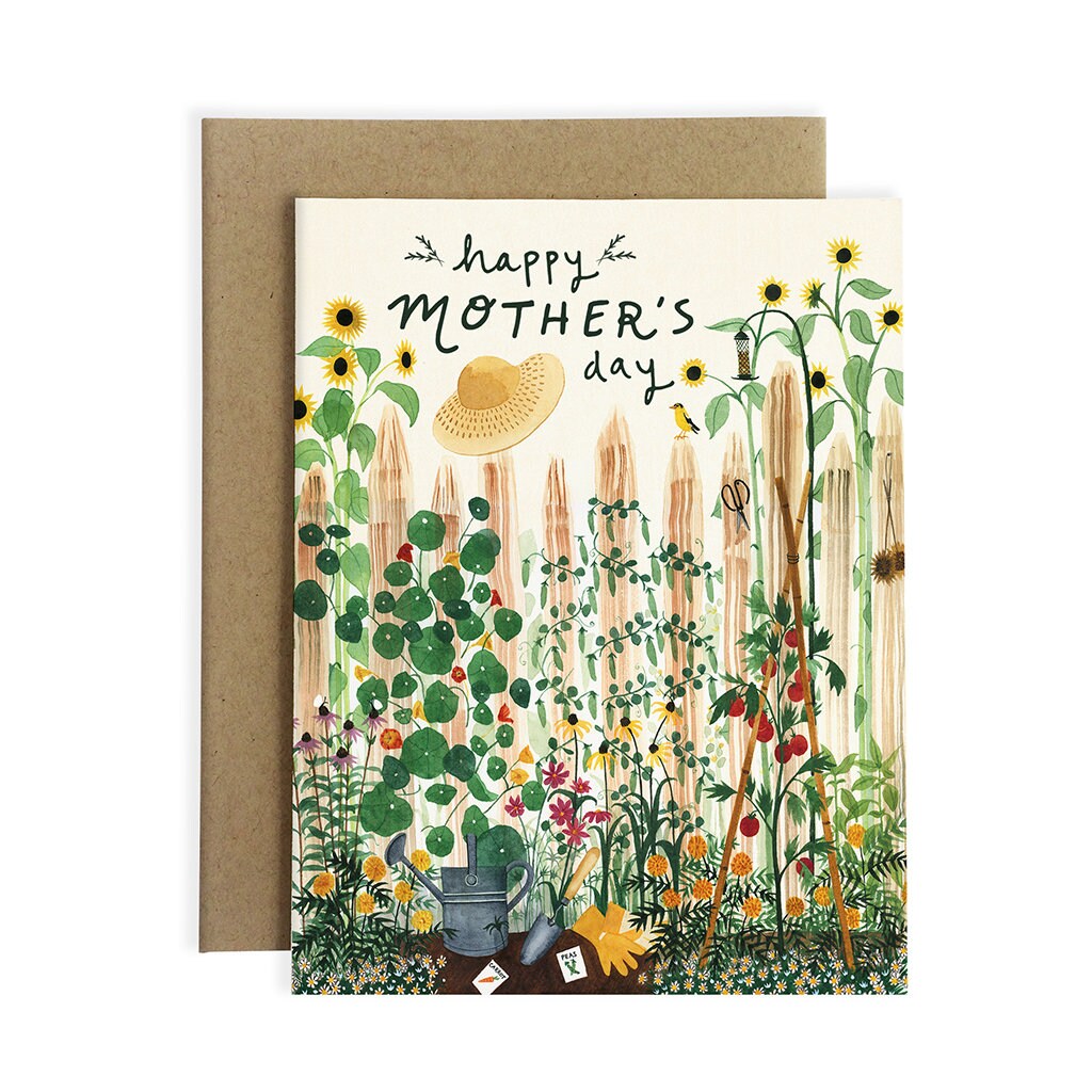 Mother's Garden Card Watercolor Garden Mother's Day - Etsy
