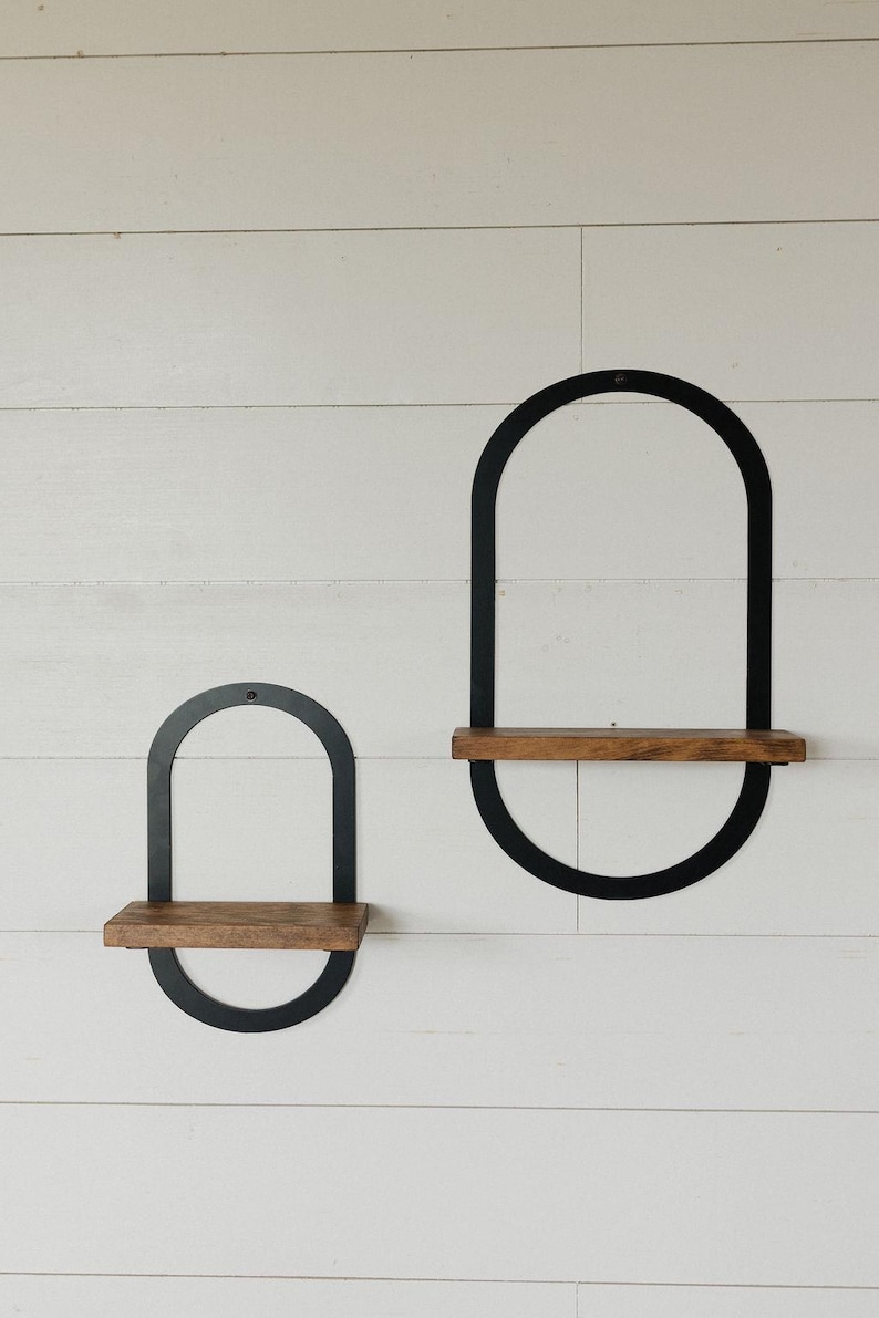 Flat Iron Oval Minimal Shelf, Real Wood Shelves, Easy Install Shelves ...