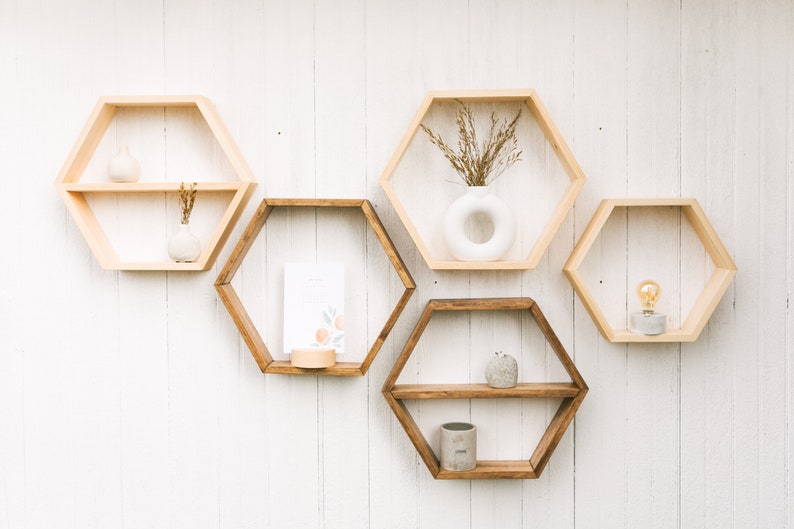 Hexagon Shelf Geometric Shelves Shape Shelves Hanging - Etsy