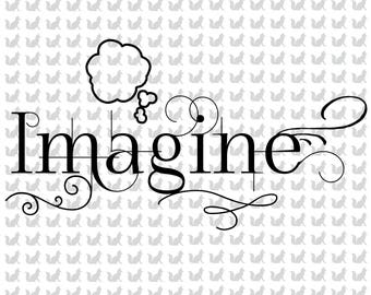 Imagine Thin Word Stencil by Studior12 DIY Inspirational - Etsy