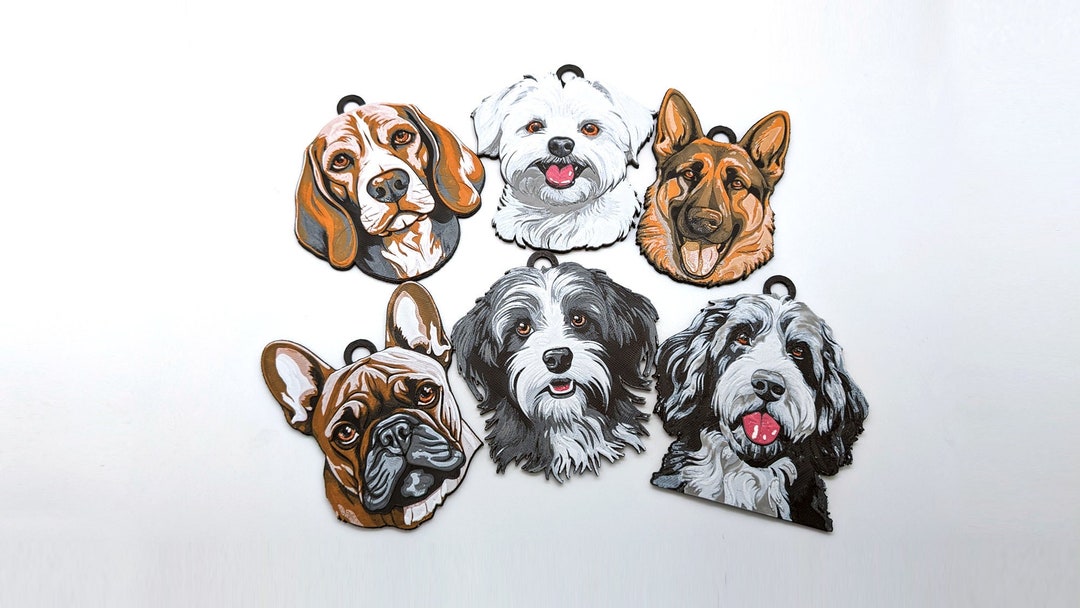 Doggy Head Holiday Ornaments, Choice of Glechon, French Bulldog, or ...