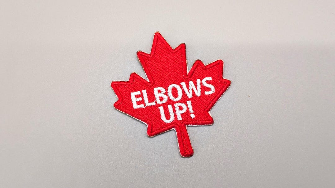 ELBOWS UP! Patch, Fully Embroidered Maple Leaf, Choice of Iron-on or ...