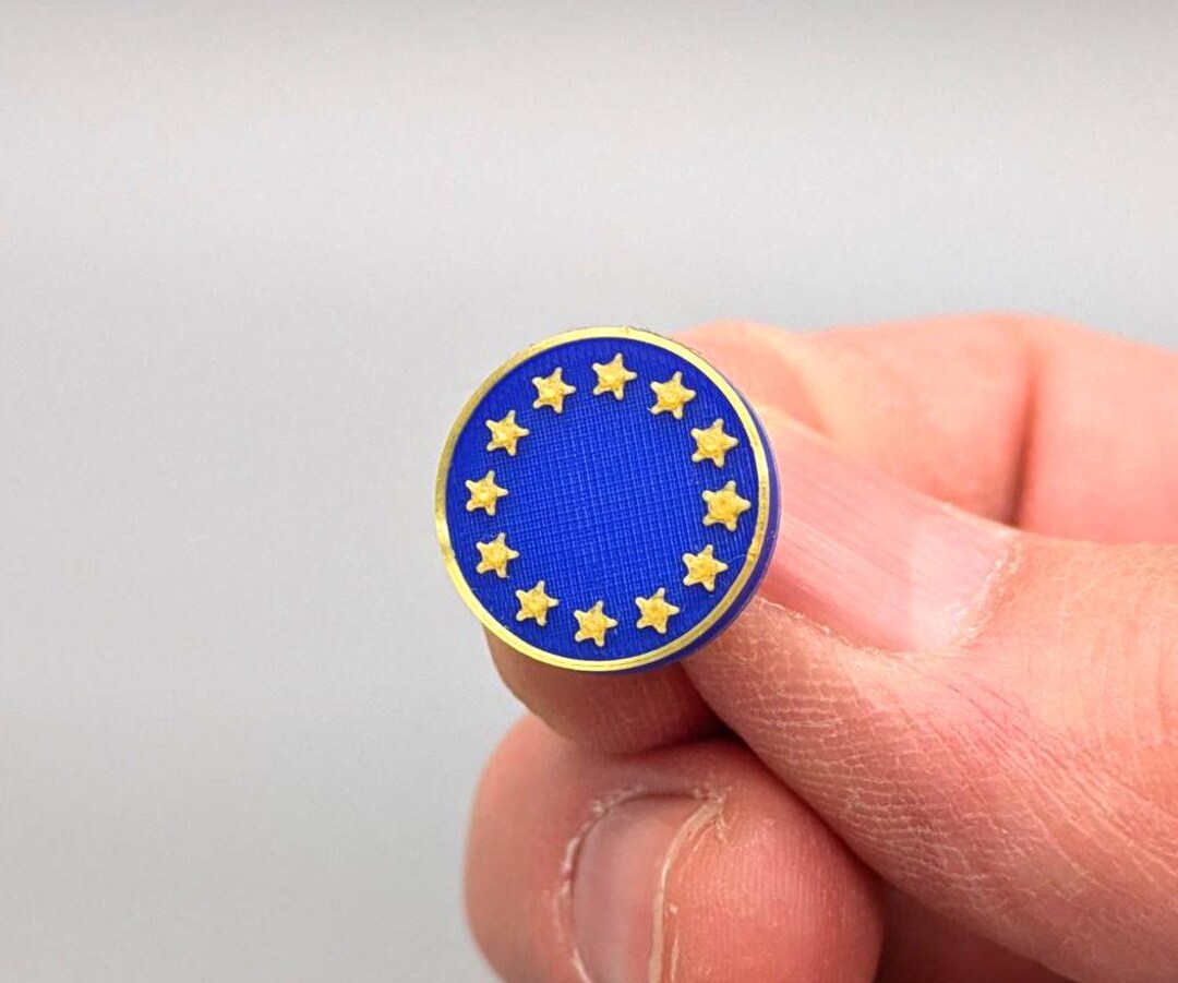 EU FLAG Small Lapel Pin, 3D Printed in Dark Blue and Gold Tone PLA ...