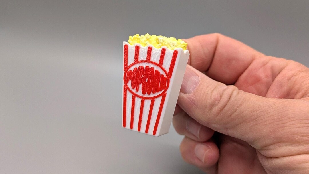 Buttered Popcorn Statement Pin, 3D Printed in Red and White PLA Plastic ...