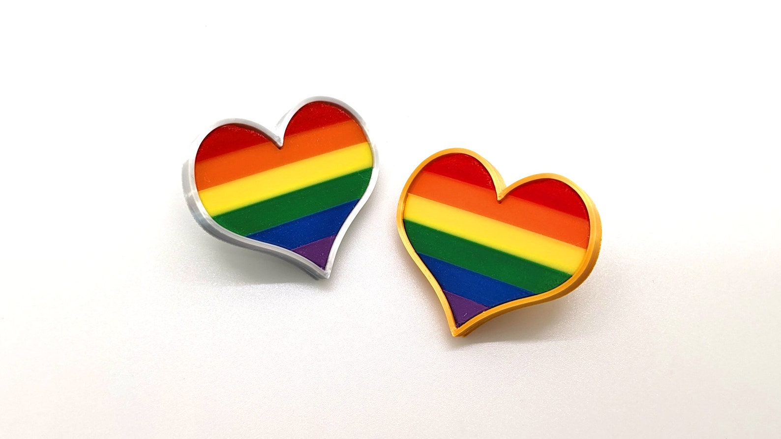 Pride Heart Pin, Available in Gold Tone or Silver Tone, Fully 3D ...