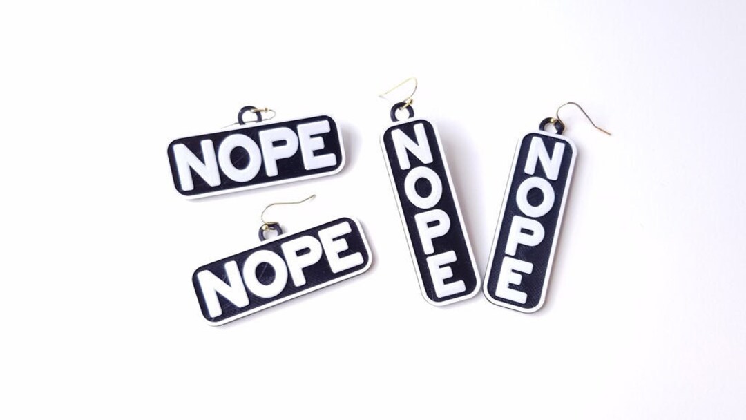 NOPE Earrings, in Vertical or Horizontal Styles, With 14k Gold Plated ...