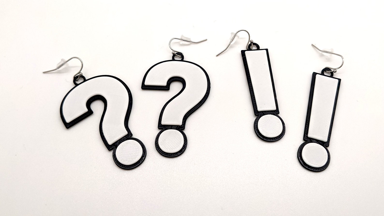 Question Mark/exclamation Point Statement Earrings, 3D Printed - Etsy