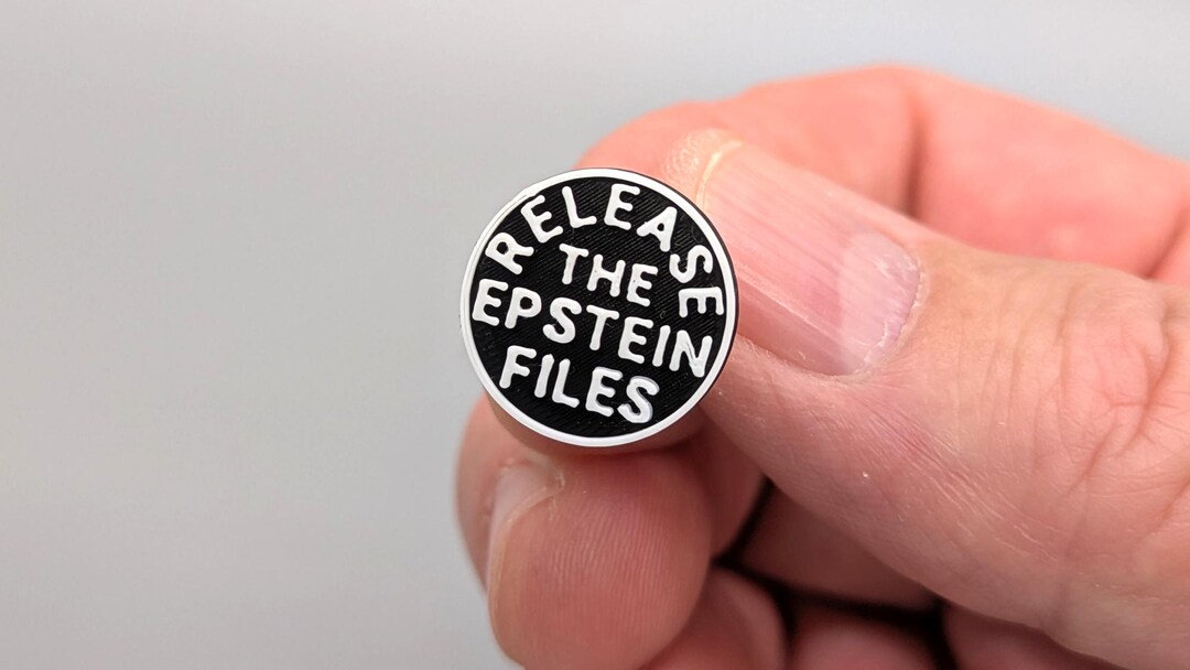 Release the Epstein Files Small Lapel Pin, 3D Printed in Black and ...