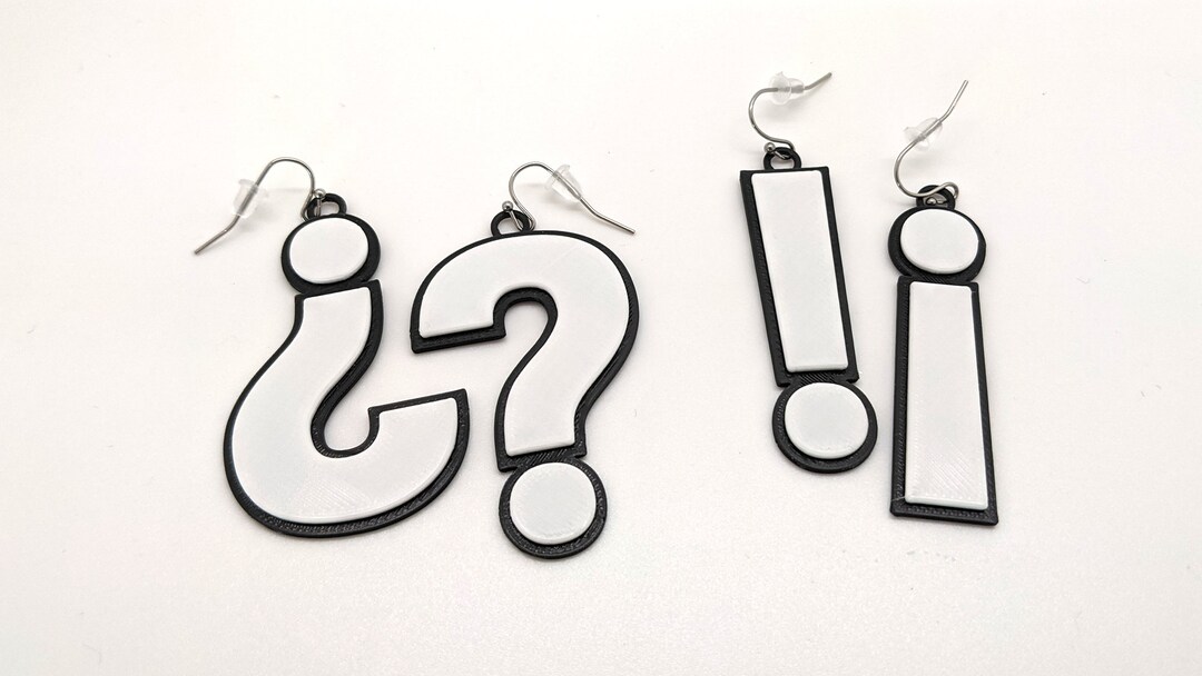 Spanish Language Question Mark/exclamation Point Statement Earrings, 3D ...