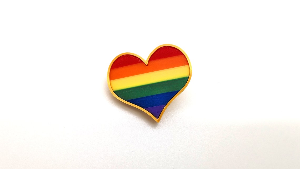Pride Heart Pin, Available in Gold Tone or Silver Tone, Fully 3D ...