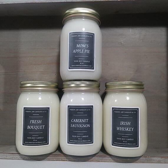 Pick 4 16 oz 100% Soy Candles Free Shipping 57.00 Mason | Etsy