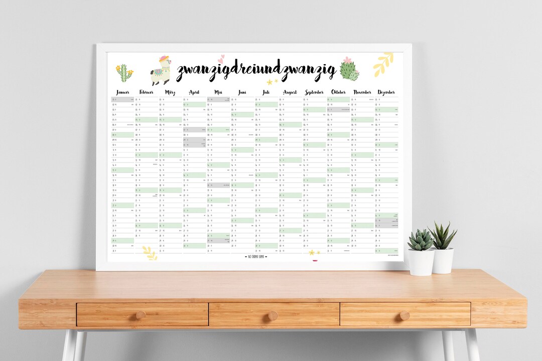Calendar 2024 Wall Calendar Lama Alpaca A1 A2 A0 B0 - Etsy