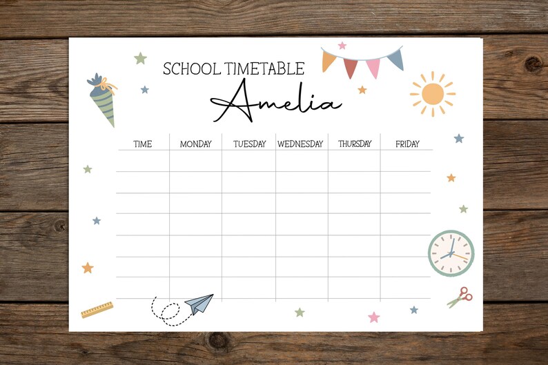 Printable Timetable With Name, Student Planner, Timetable Download, A4 ...