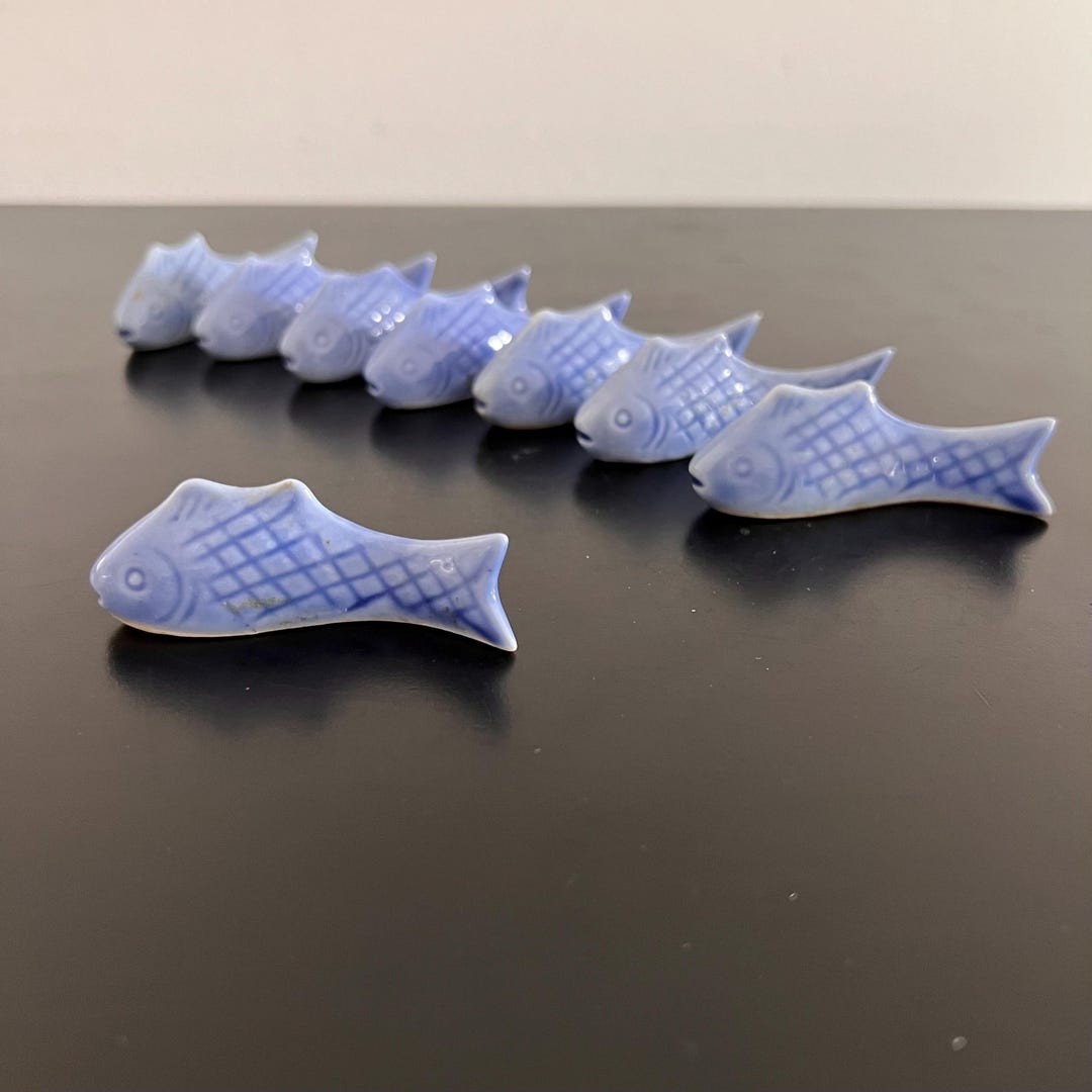 Vintage, Chopstick Rests,fish Rests,japanese Gift,porcelain Fish Rests ...