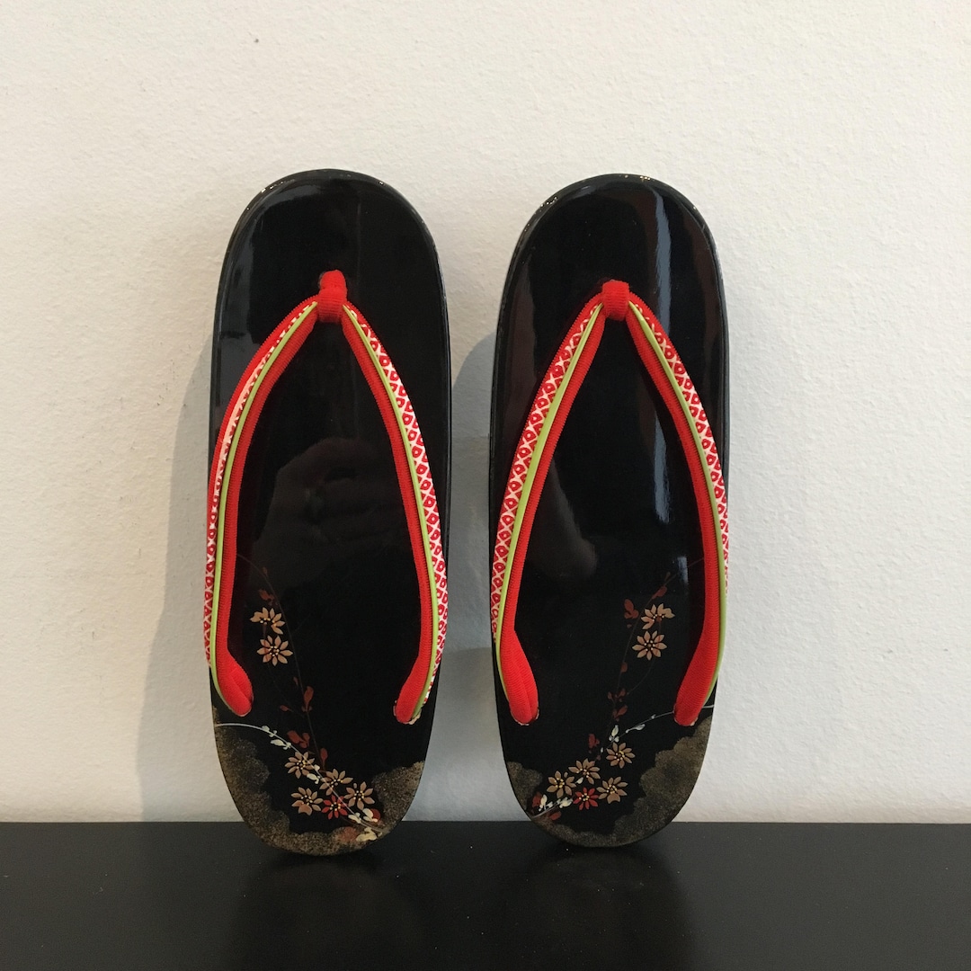 Vintage,geta, Lacquer Wood Japanese Slipper, Japanese Shoe,japanese ...