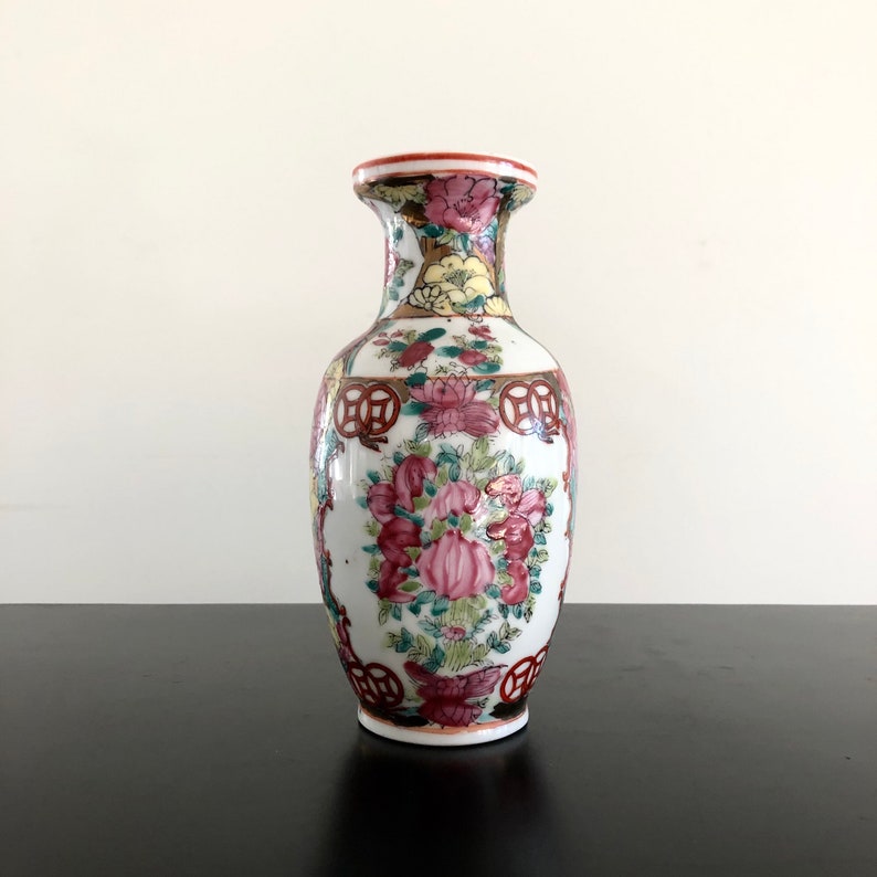 VintageRose Medallion VaseAsian InteriorsChinoiserie | Etsy