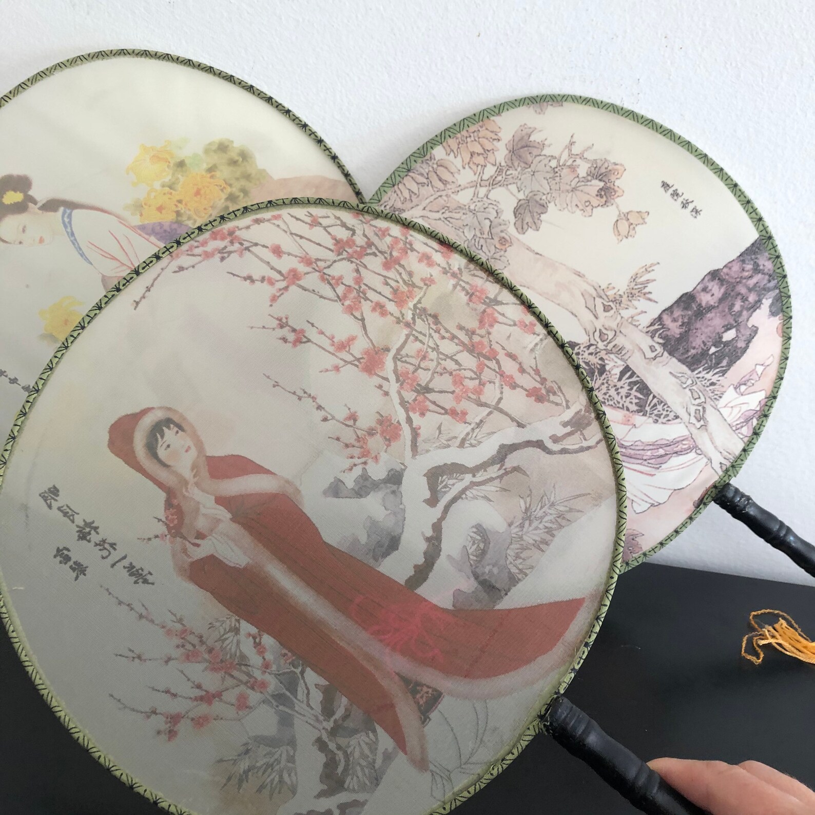 Vintagechinese Silk Paddle Fansoriental Fanhand Fanasian - Etsy