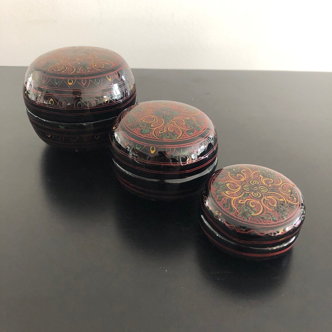 Vintage,burmese Boxes,nesting Boxes,home Décor,ethnic Décor,lacquerware ...