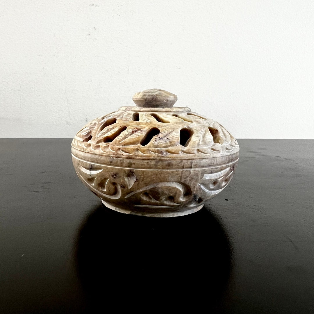 Vintage,carved Soapstone Box,indian Soapstone Box,trinket Box,ring Box ...
