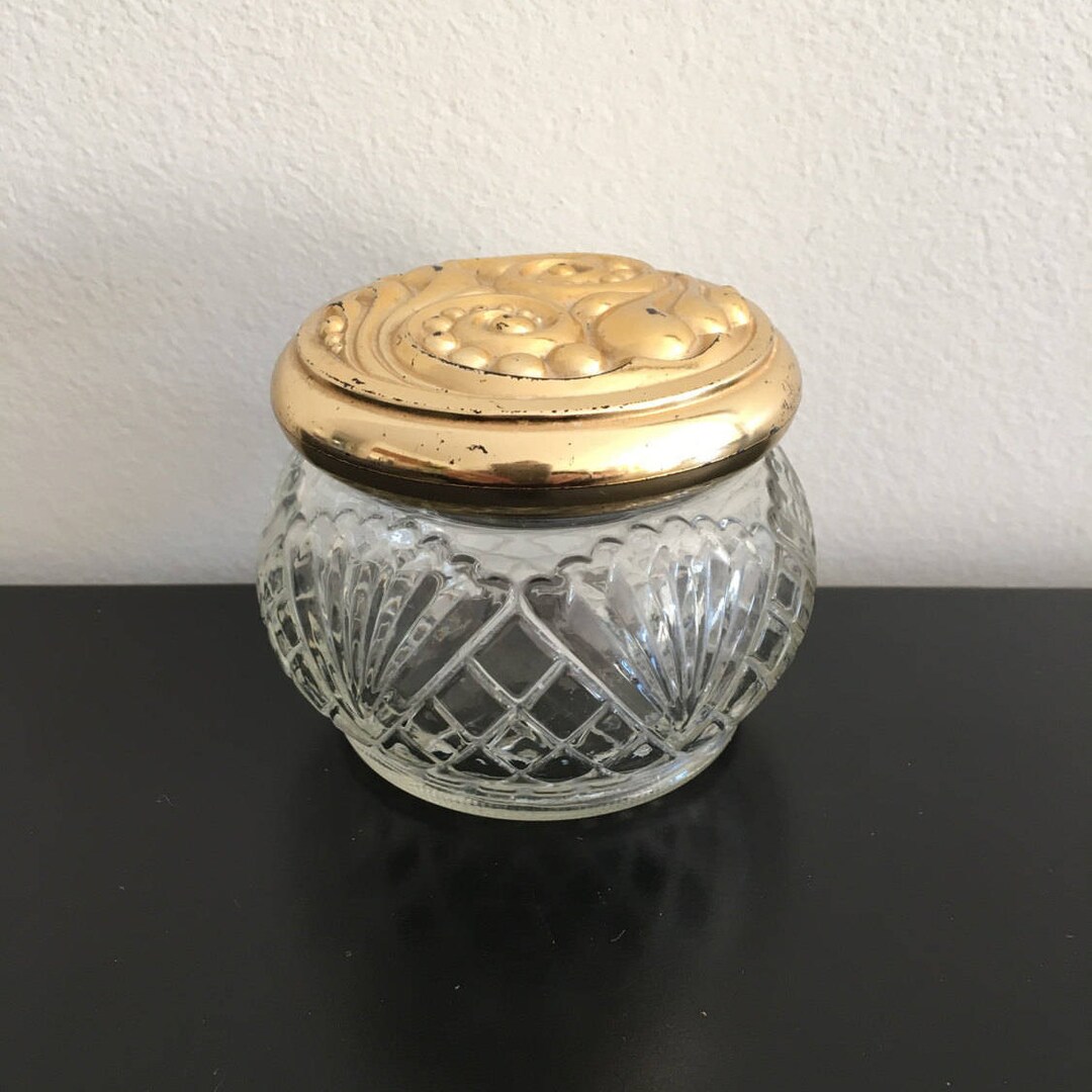 Vintage, Avon, Face Creme Collectible Lidded, Glass Jar, Cut Glass ...
