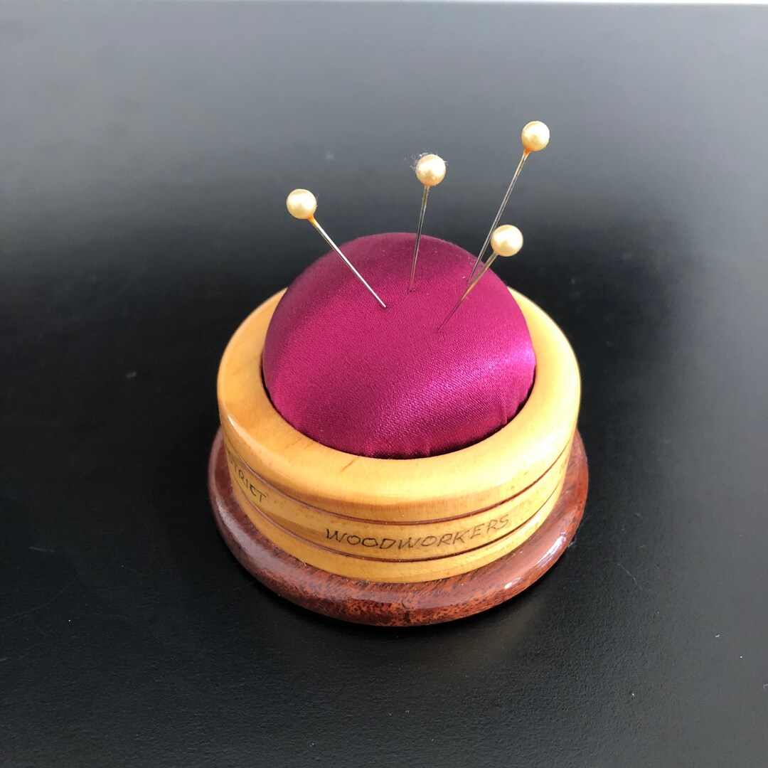 Vintage,pin Cushion,hand Made Pin Cushion,sewing Gift,wooden Pin ...