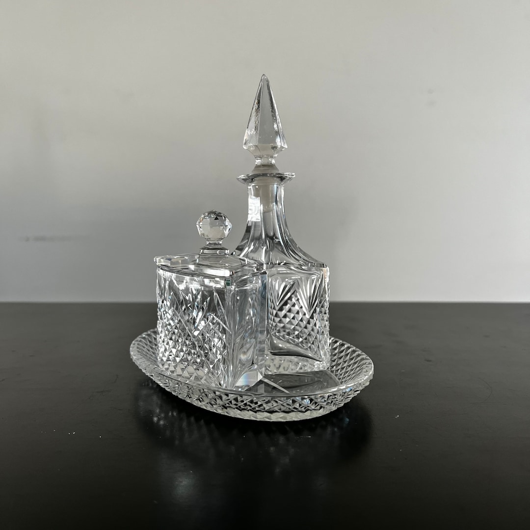 Vintage,crystal Condiment Set,oil Bottle,salt Pot,condiment Set,salt ...