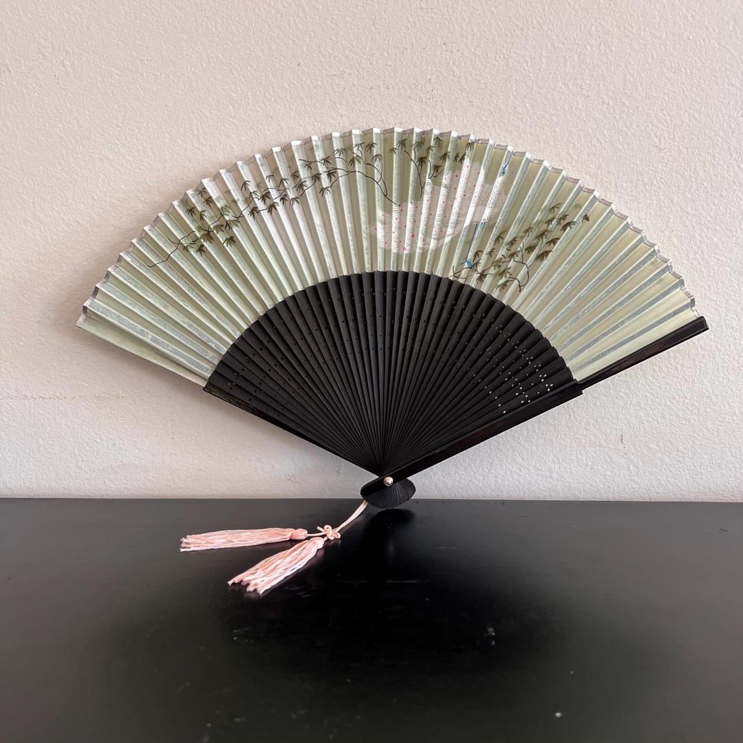 Vintage,japanese Folding Fan,hand Fan,oriental Decor,asian Fan,asian ...