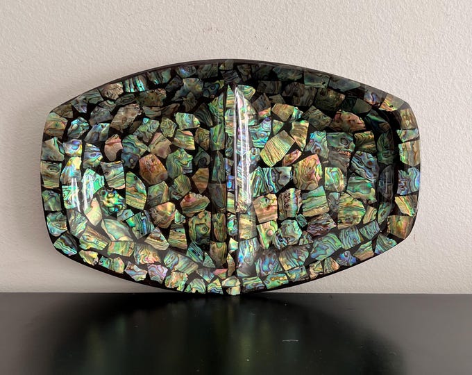 Vintage,paua Shell Platter,abalone Shell Plate,nut Bowl,shell Inlay ...