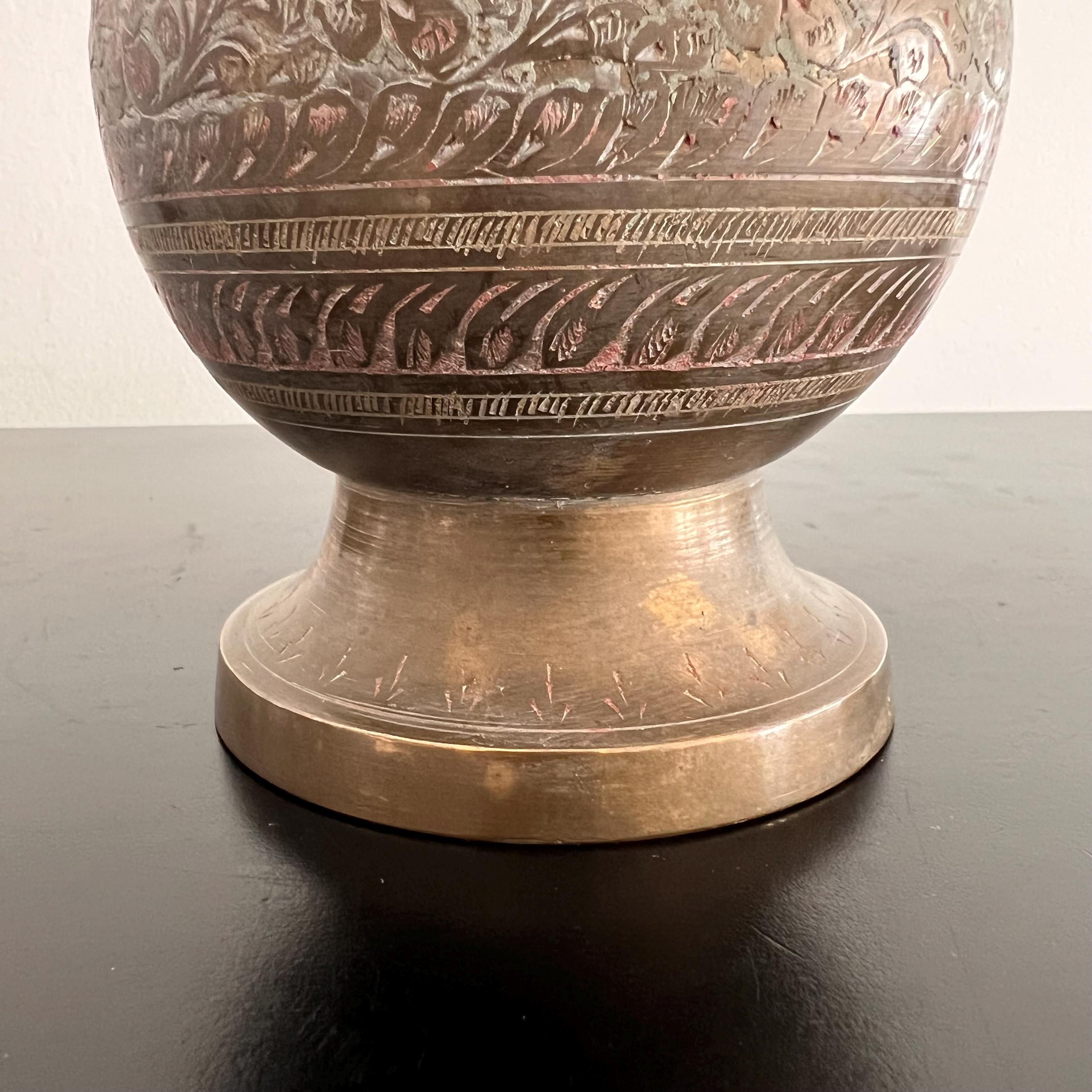 Vintage Engraved Brass Vase: Indian Bohemian Decor - Etsy