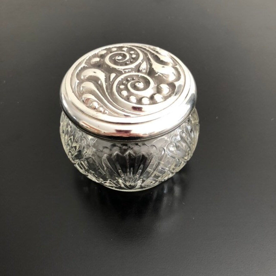 Vintage Avon Cut Glass Jar: Silver Tone Lid, Vanity Decor - Etsy