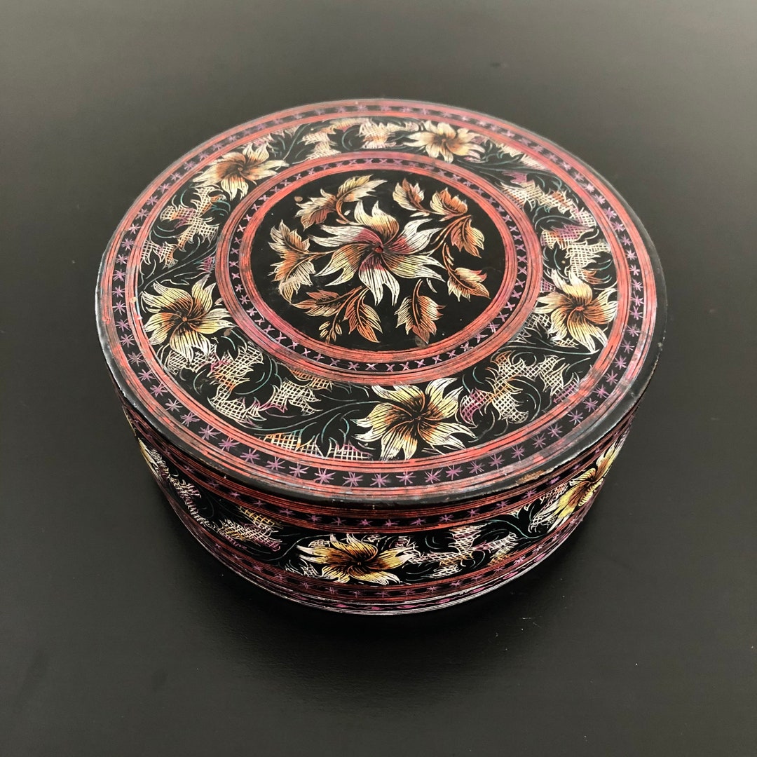 Vintage,burmese Box,kun It,paper Mache Box,trinket Box,ethnic Décor ...