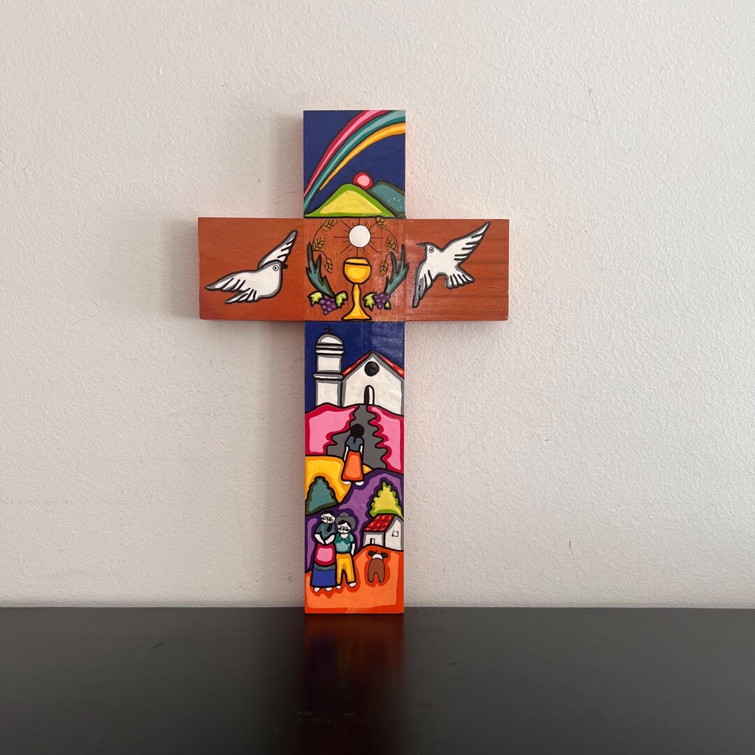 Vintage,el Salvador Cross,crucifix,folk Art Cross,religious Gift,latin ...