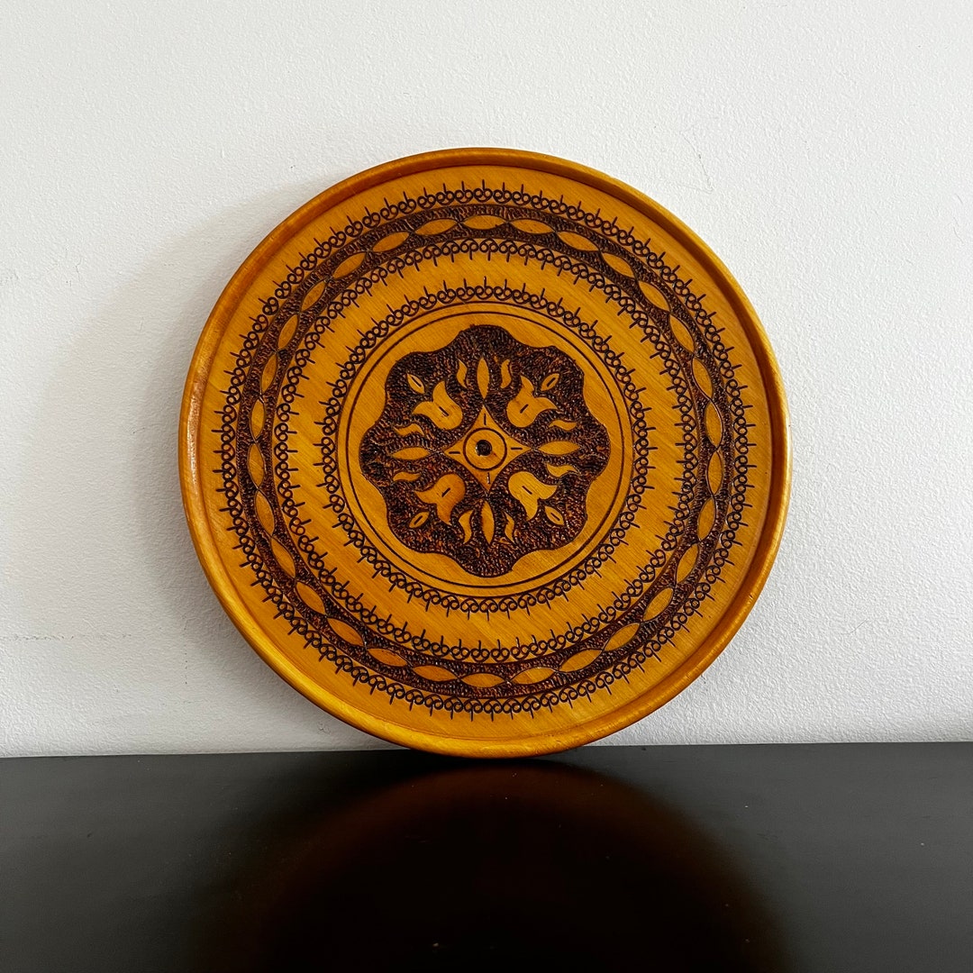 Vintage,polish Plate,pyrography Plate,polish Folk Art,wooden Plate ...
