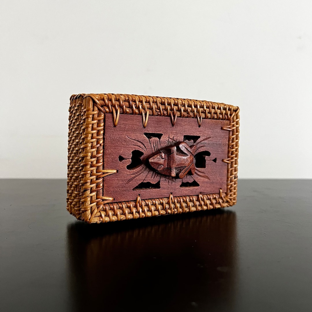 Vintage,wicker Trinket Box,balinese Wicker Box,boho,gift,balinese Box ...