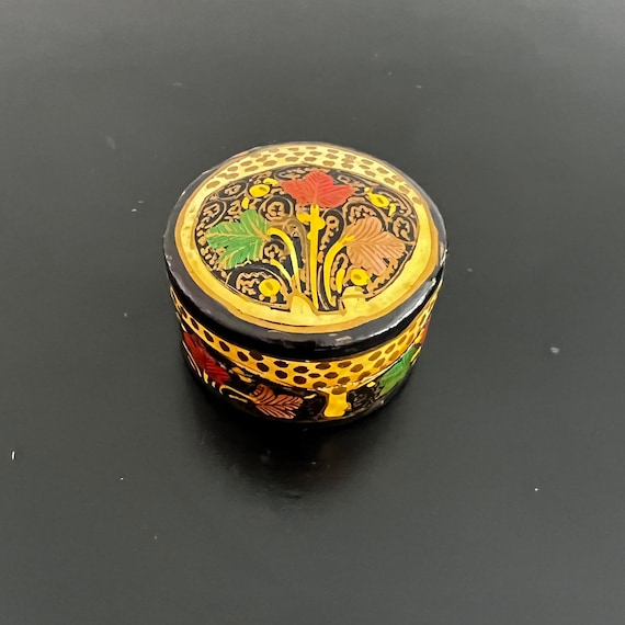 Vintage,Kashmiri Box,Paper Mache Box,Indian Box,Ring … - Gem