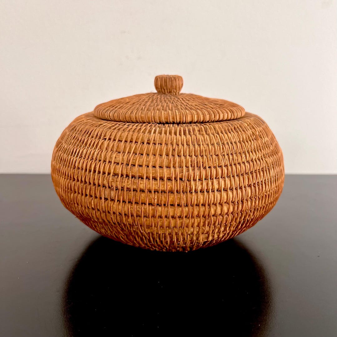 Vintage,woven Basket Box,wicker Box,wicker Basket,boho Decor,bohemian ...