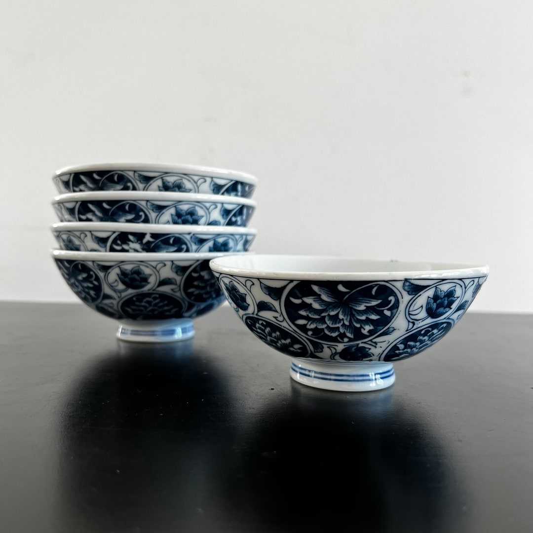 Vintage,rice Bowls,japanese Bowls,japanese Porcelain Bowls,blue and ...
