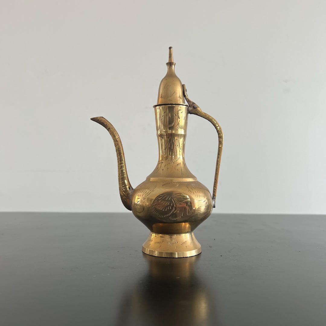 Vintage Etched Brass Teapot: Indian Boho Decor - Etsy