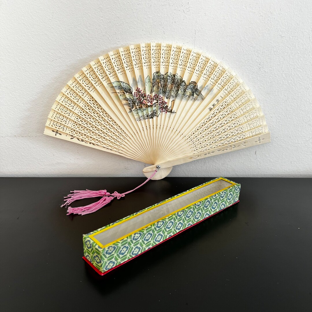 Vintage,wooden Folding Fan,wooden Hand Fan,asian Fan,asian Interiors ...