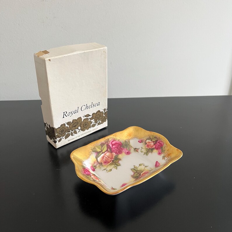 Vintage Royal Chelsea Golden Rose Candy Dish: Collectible English ...